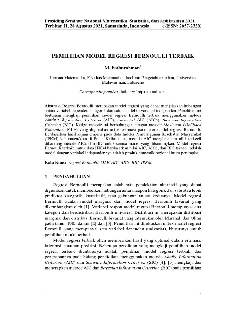 Regresi Bernoulli | PDF | Sains & Matematika
