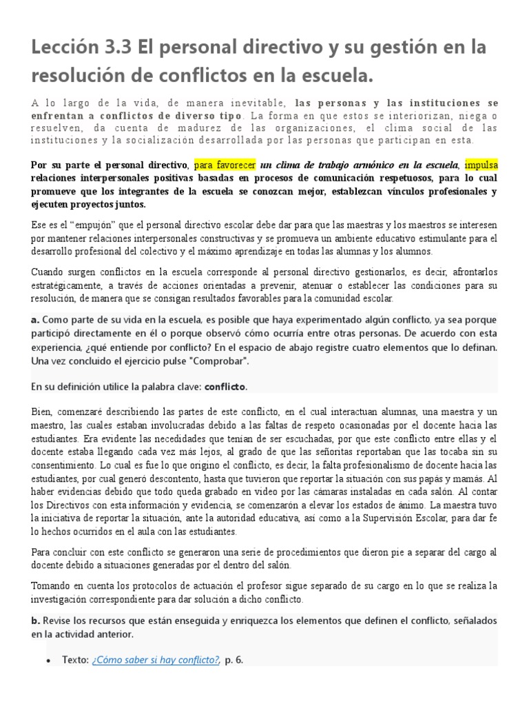 3.3 Resolución de Conflictos | PDF | Sicología | Conceptos psicologicos