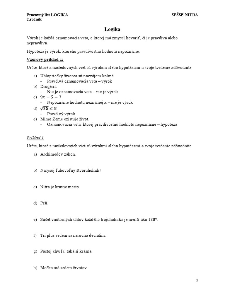Logika 1 | PDF