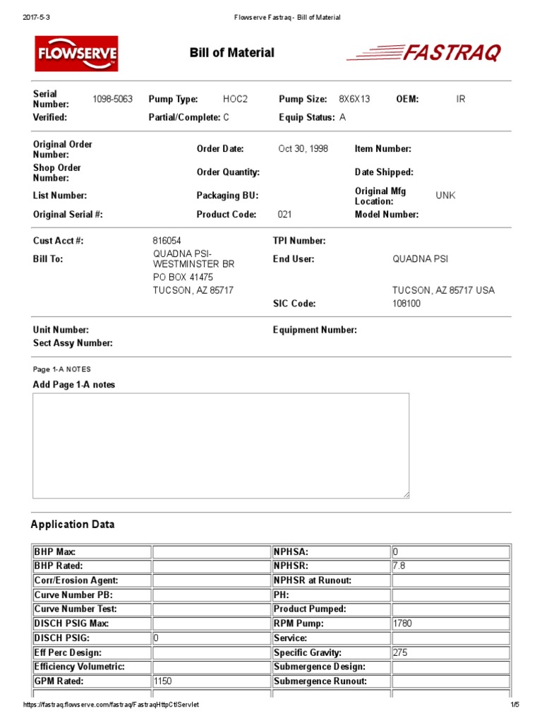 Bom - 1098-5063 - Hoc 8X6X13 | PDF | Pump | Screw