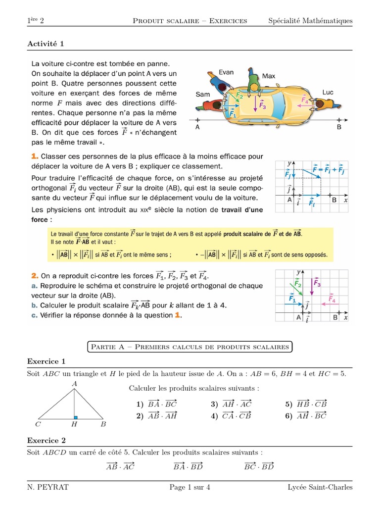 1S 03 PRODUIT - SCALAIRE Exercices | PDF | Triangle | Géométrie