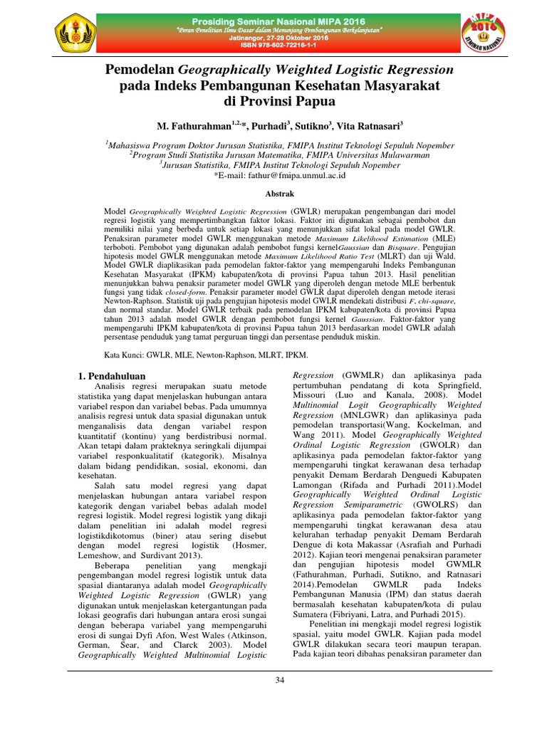 Geographically Weighted Logistic Regression Gwlr Pdf