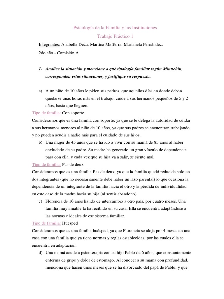 Tipologías Familiares según Minuchin | PDF