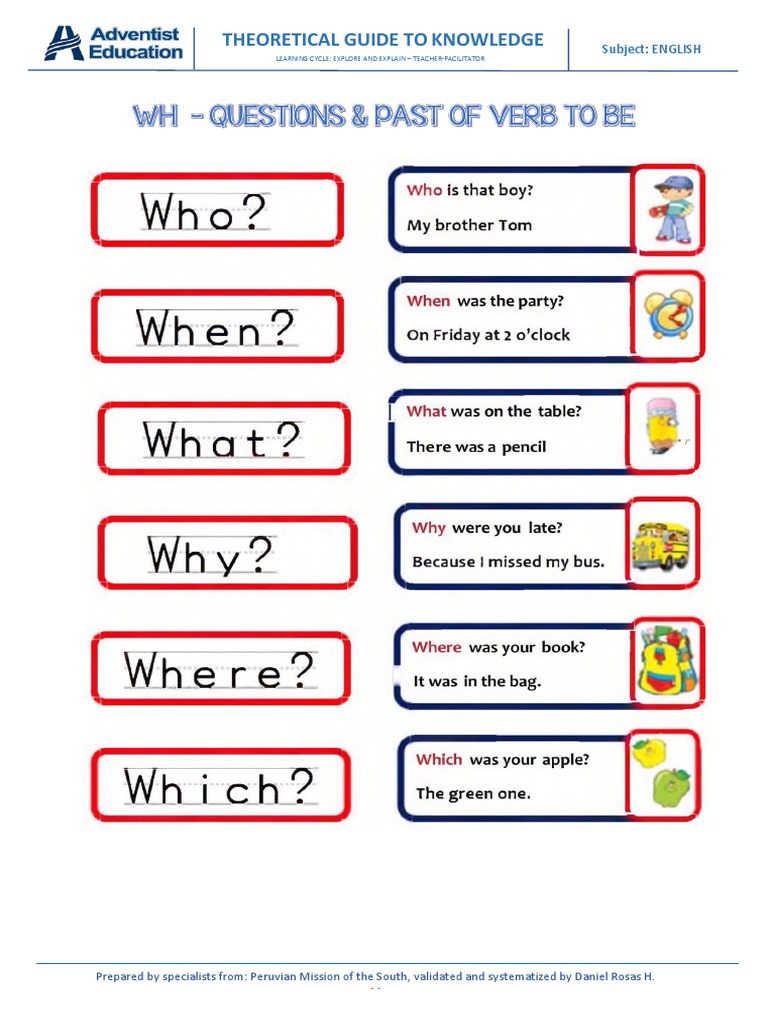 WH Questions - Past Verb To Be | PDF