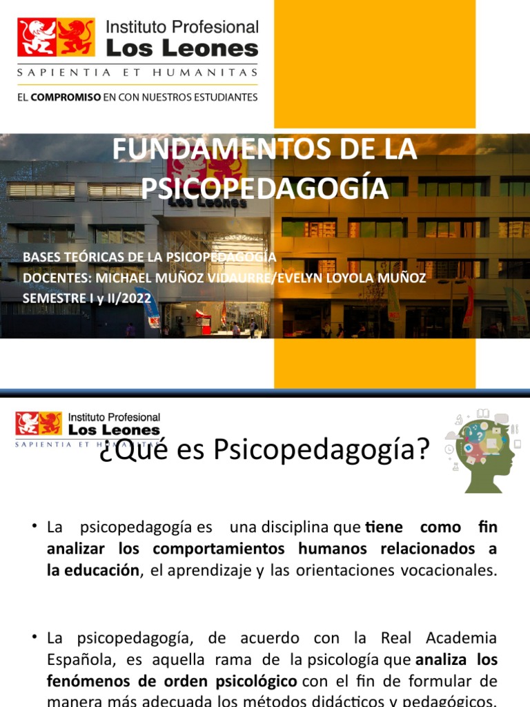 BASES TEORICAS, FUNDAMENTOS DE LA PSICOPEDAGOGIA (ppt1) | PDF | Sicología | Aprendizaje