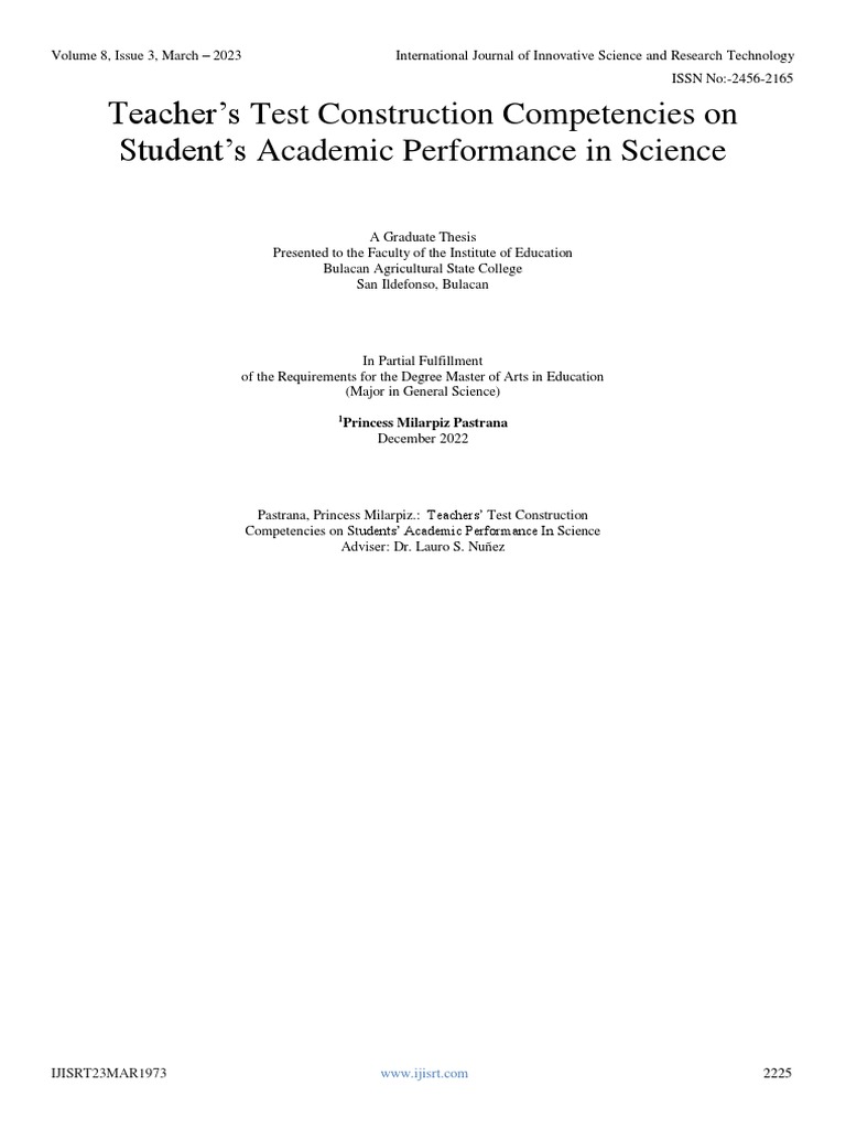 Teacher Test Skills Impact on Science Performance | PDF | Educational ...