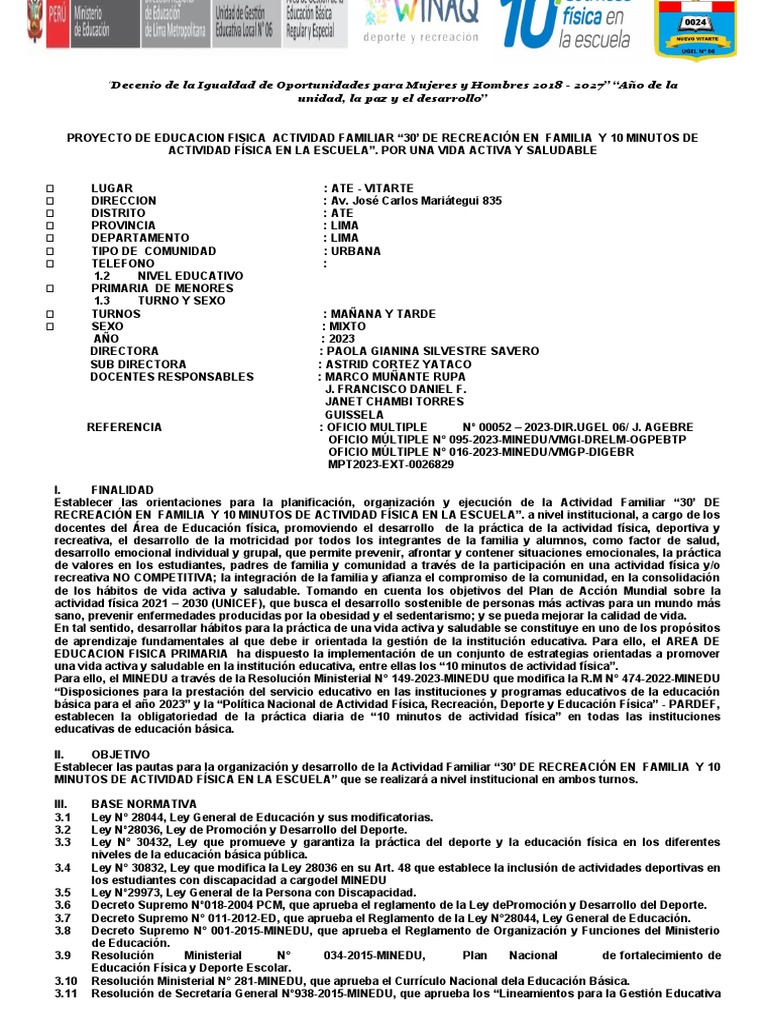 Proyecto 2023 Ef | PDF | Educación Física | Enseñando