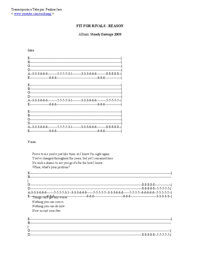 Fit For Rivals - Reason Tabs 2 | PDF