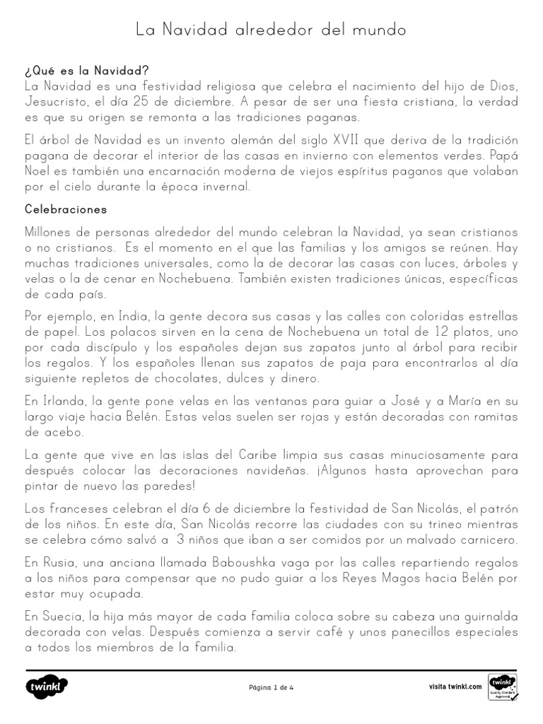 Sa t2 T 006 La Navidad Alrededor Del Mundo Comprensioacuten Lectora de ...