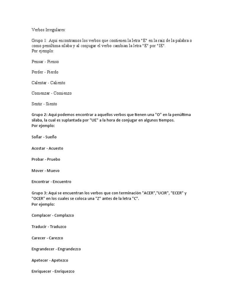 Verbos Irregulares Pdf