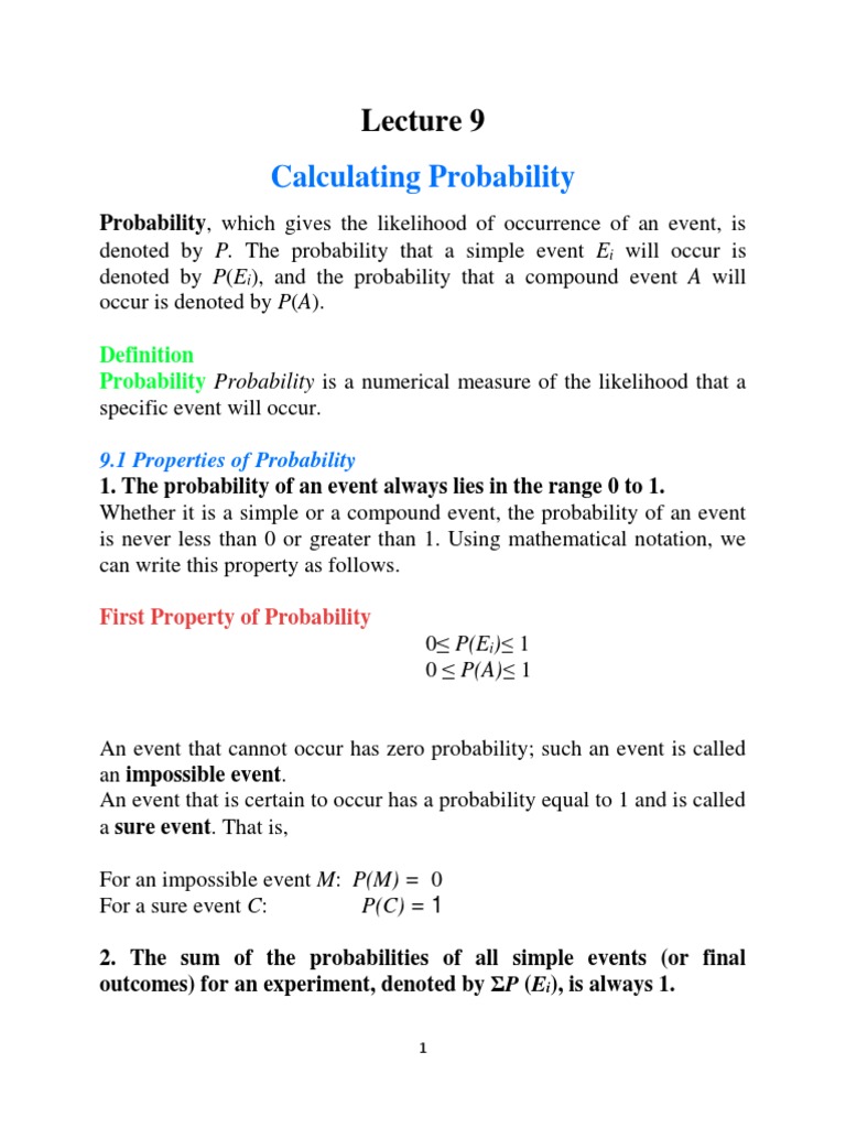 Lecture 9 | PDF | Probability | Sampling (Statistics)