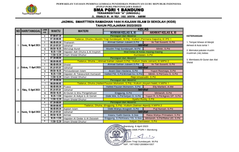 Jadwal Smarttren 2023 | PDF
