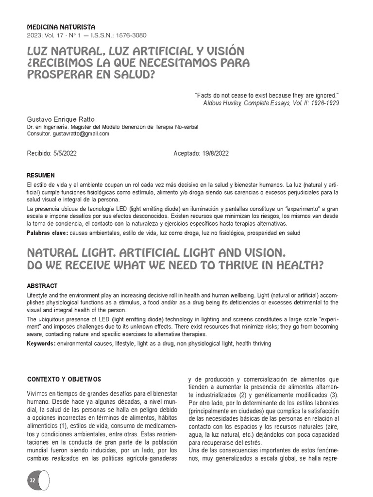 Luz Natural, Luz Artificial Y Visión ¿Recibimos La Que Necesitamos para ...