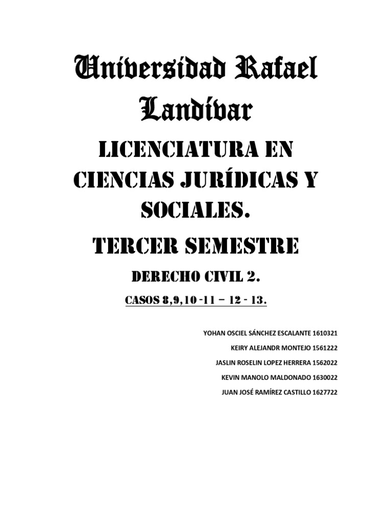 Universidad Rafael Landívar: Licenciatura en Ciencias Jurídicas y Sociales. Tercer Semestre ...