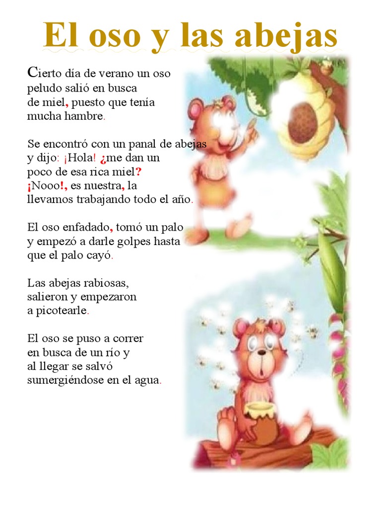 Cuento y Sus Partes El Oso y Las Abejas | PDF
