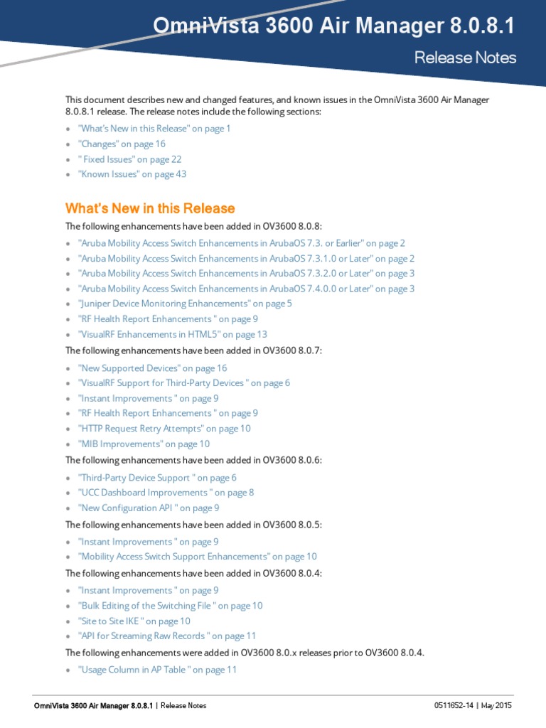 OmniVista 3600 Air Manager v8.0.8.1 Release Notes | PDF | Backup | Icon ...
