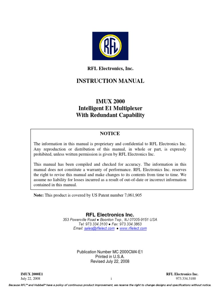 Intelligent E1 Multiplexer - RFL | PDF | Fiber Optic Communication ...