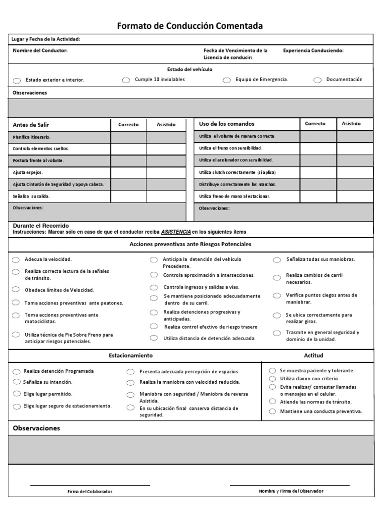 Formato Conduccion Comentada e Instructivo | PDF | Tecnologías ...