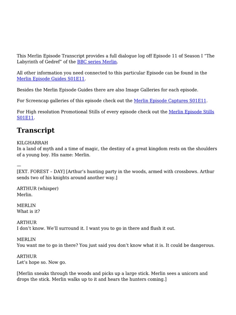 Season 1 | PDF | Merlin