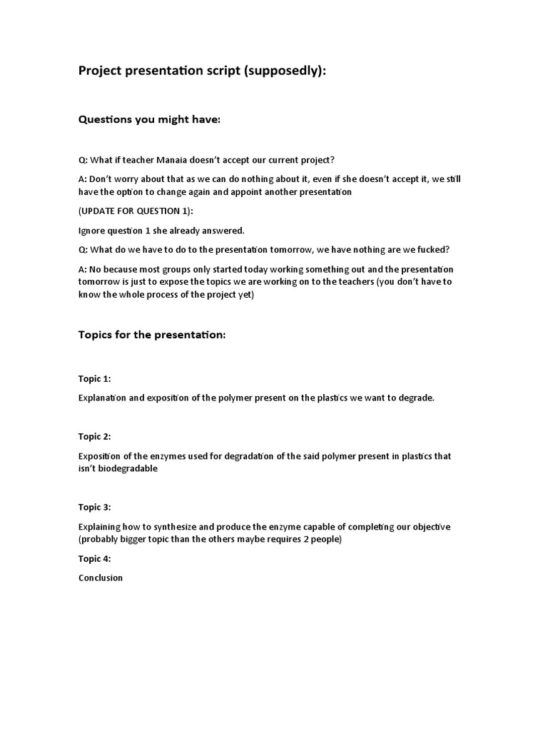 Project Presentation Script | PDF | Polymers | Biodegradation