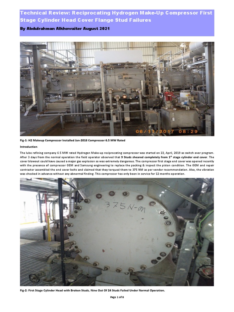 Stud Failures in Hydrogen Compressor Flange | PDF | Strength Of ...