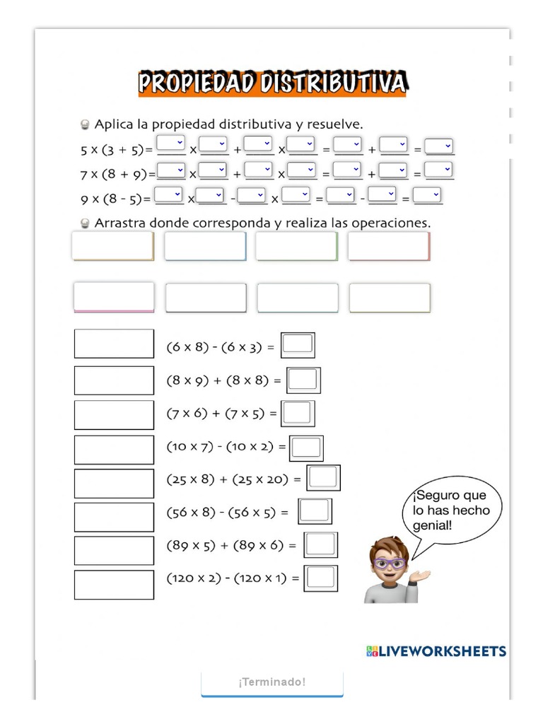 Ejercicio Interactivo de Propiedad Distributiva para Cuarto de Primaria ...
