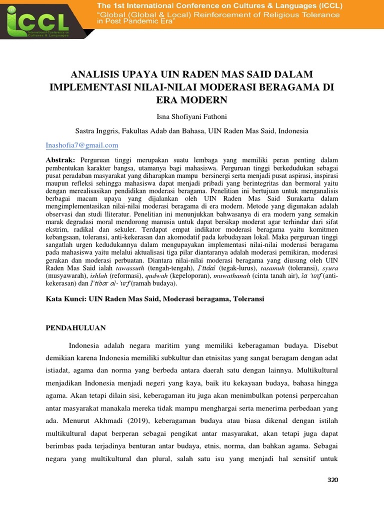 Moderasi Beragama di UIN Raden Mas Said | PDF