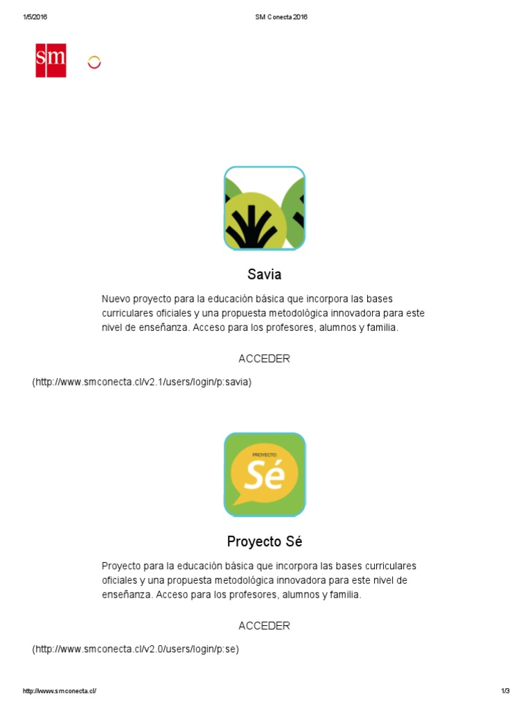 SM Conecta 2016 | PDF | Educación primaria