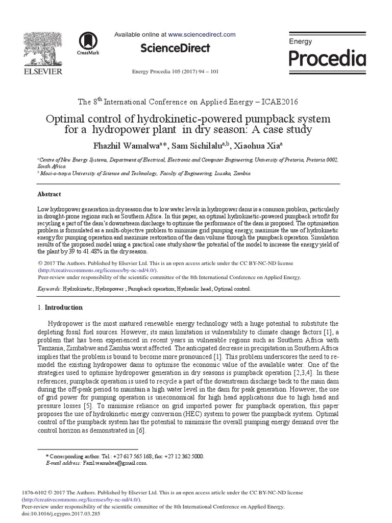 2017 Optimal Control of Hydrokinetic-Powered Pumpback System For A ...
