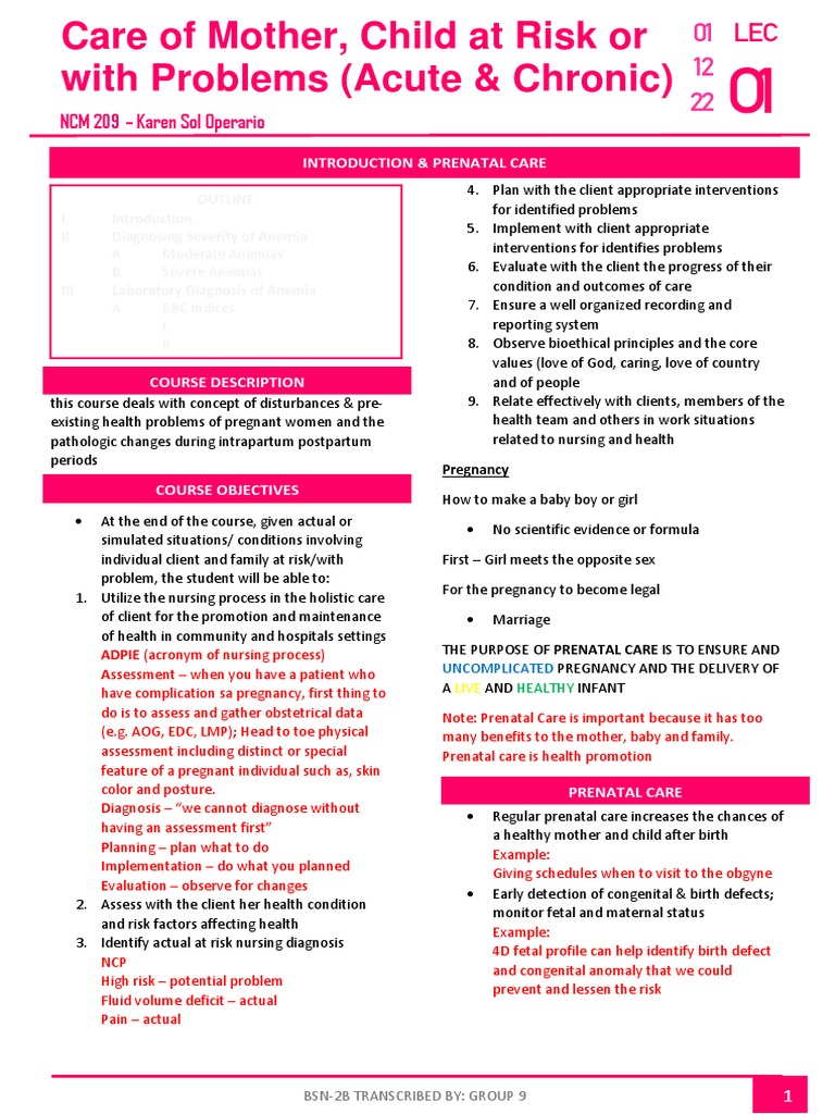 Prenatal Care and High-Risk Pregnancy | PDF | Childbirth | Pregnancy