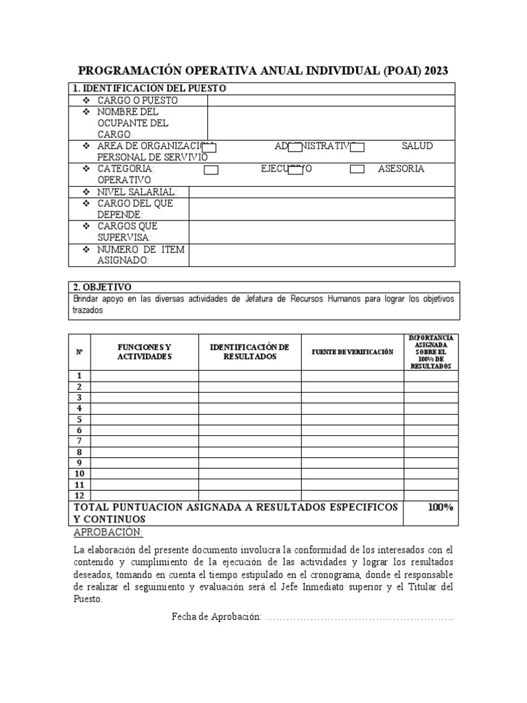 POAI 2023: Programación Operativa Anual | PDF