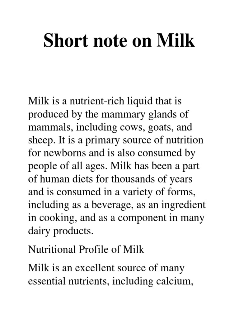 Short Note On Milk | PDF Short Note On Milk | PDF