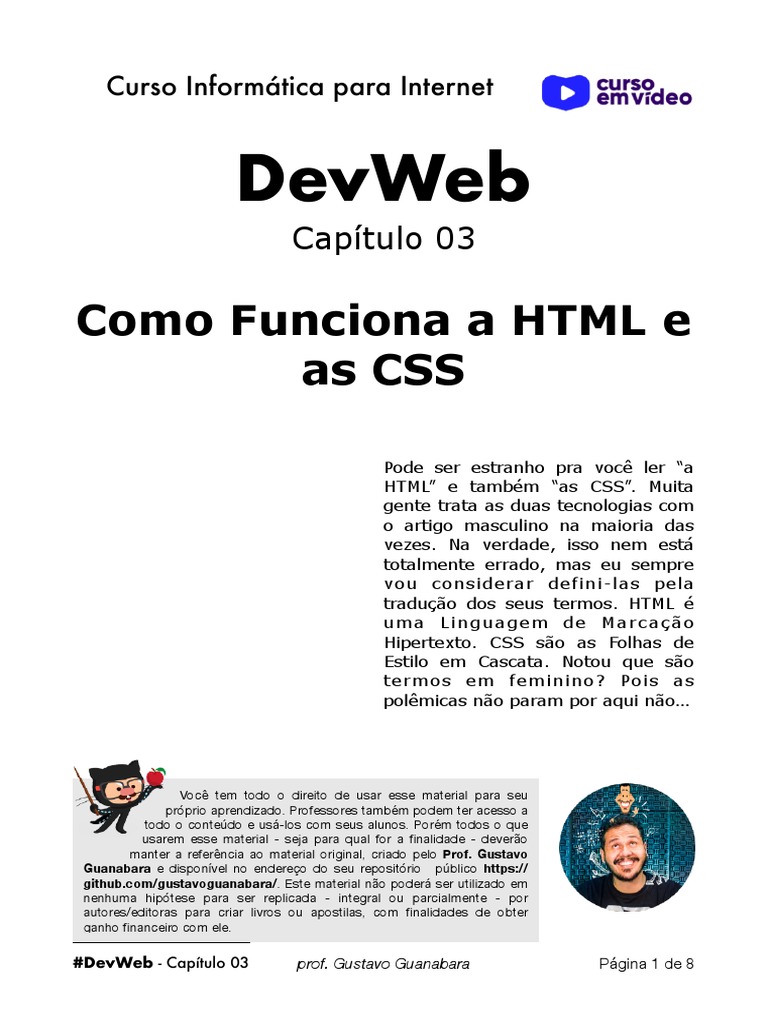 03 - Como Funciona HTML e CSS | PDF | Html | Rede mundial de computadores