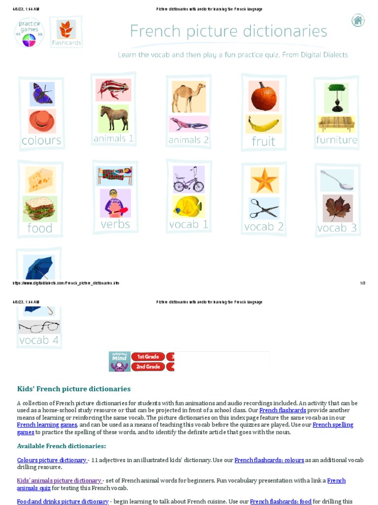 French Picture Dictionary With Audio | PDF | Vocabulary | French Language