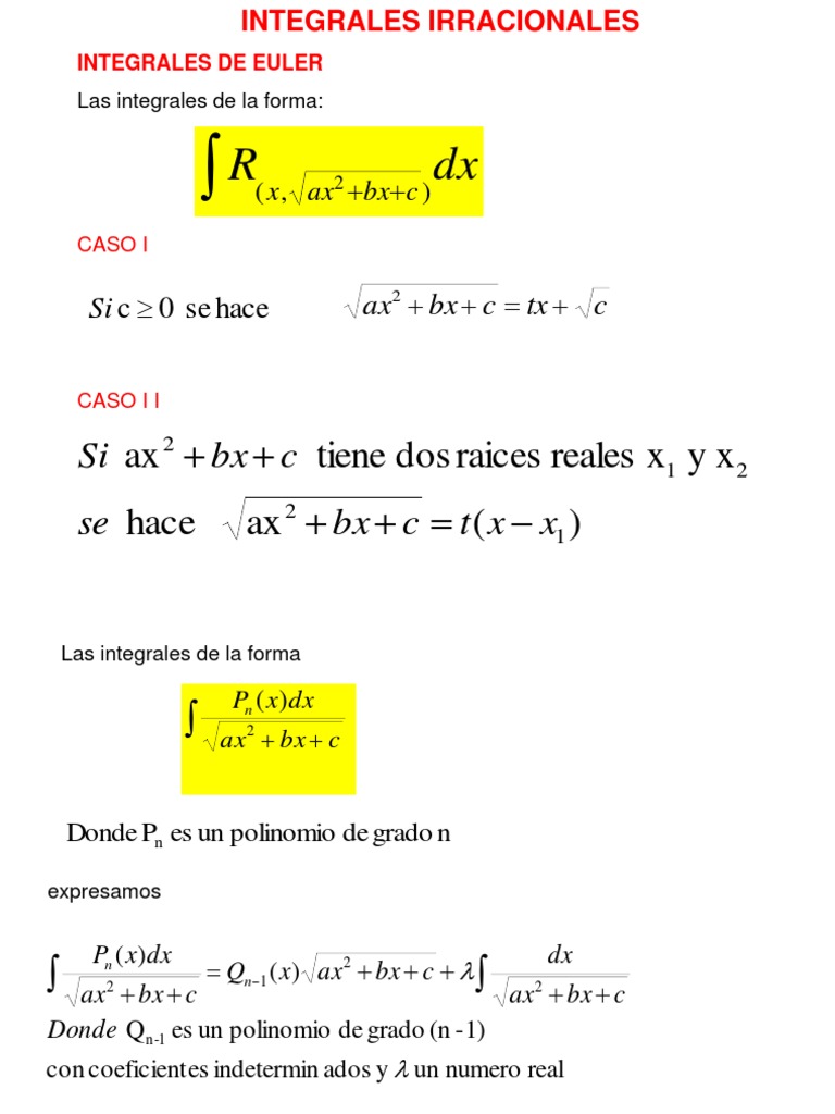 Integrales Irracionales | PDF