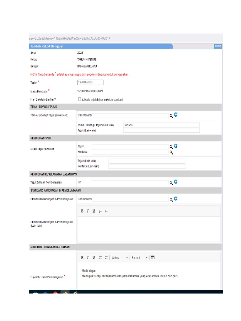 Contoh Erph Minggu Pertama | PDF