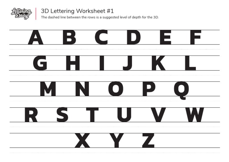 3D Lettering Worksheet Part 1 - Lettering Daily | PDF