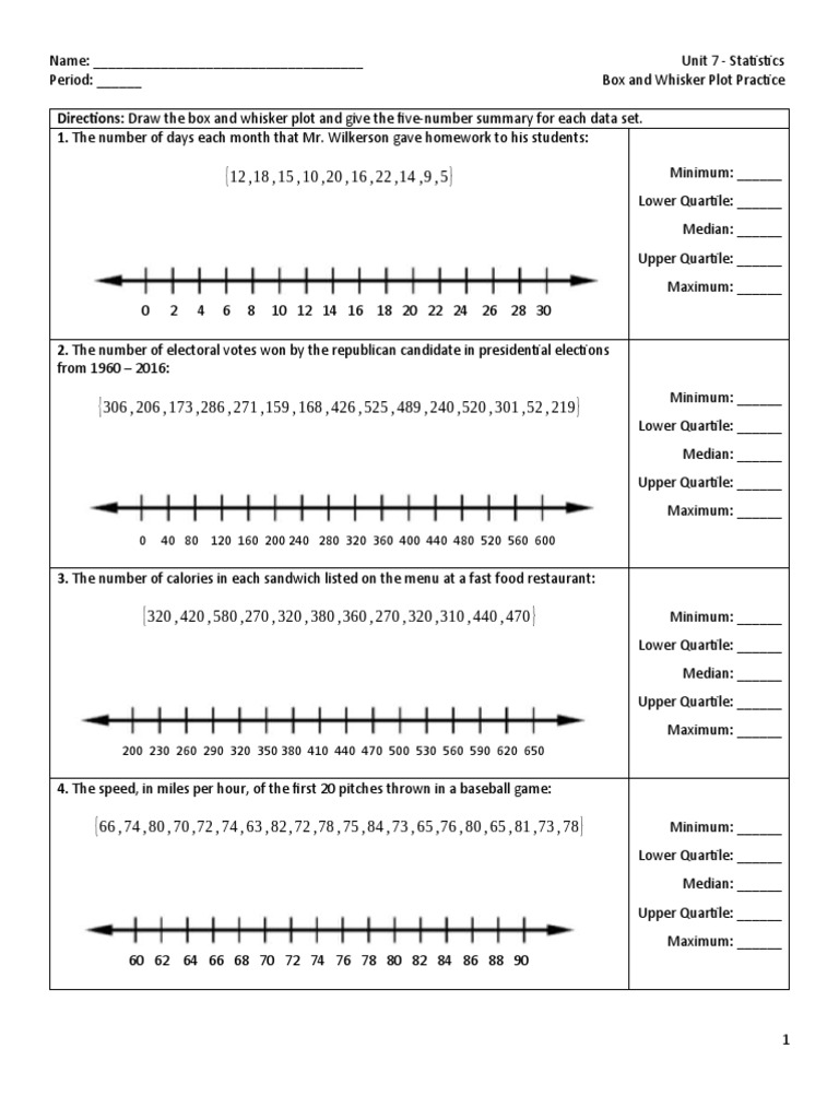 Box and Whisker Plot Exercises | PDF | Storms | Natural Hazards