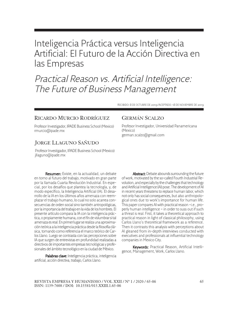 INTELIGENCIA PRACTICA Vs INTELIGENCIA ARTIFICIAL | PDF | Inteligencia ...