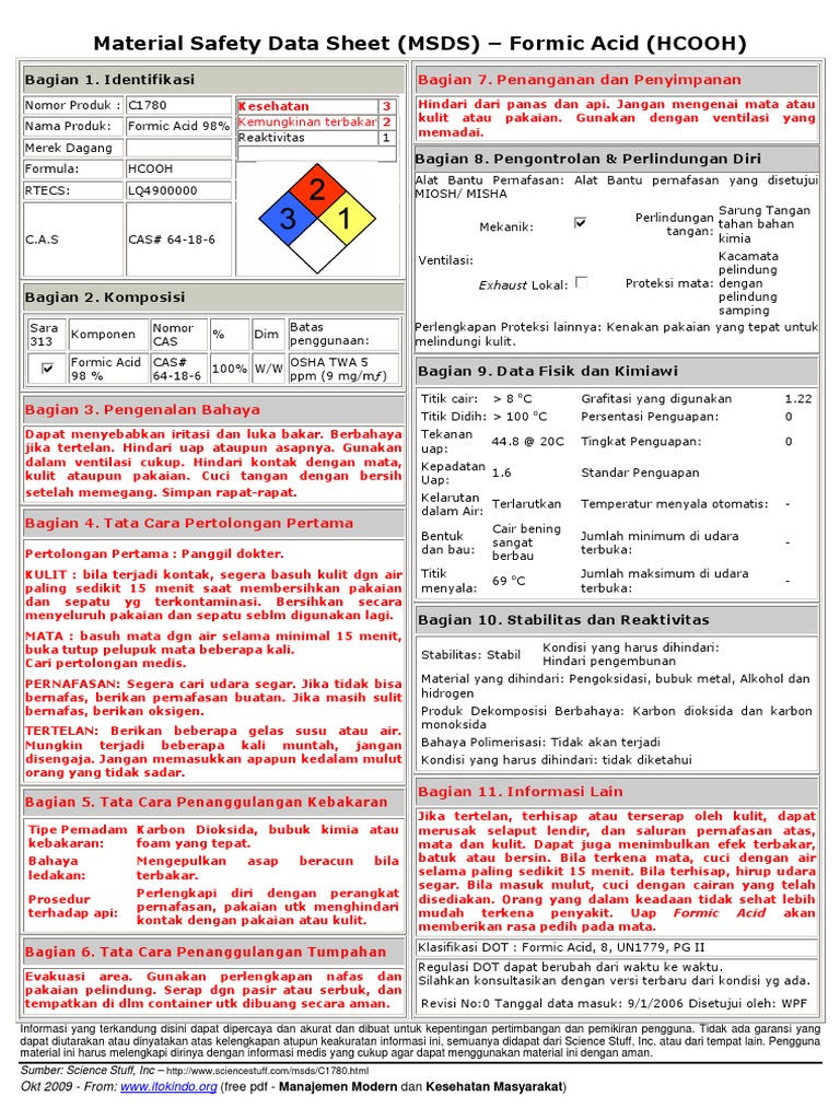 Material Safety Data Sheet MSDS Formic A | PDF