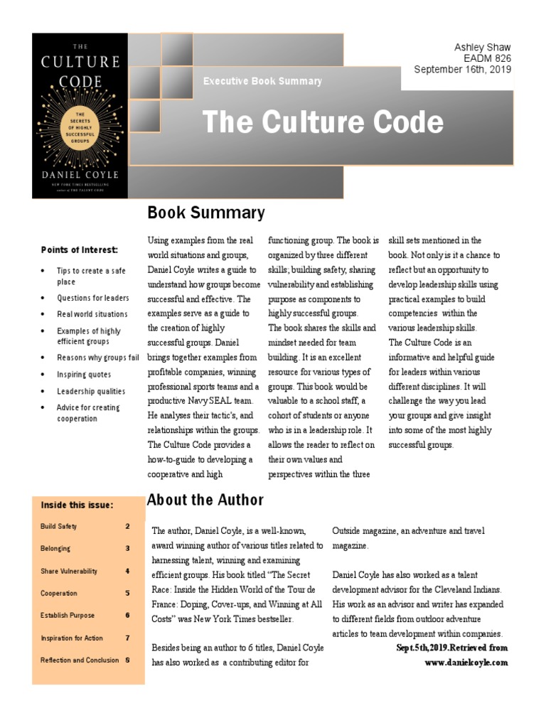 The Culture Code: Book Summary | Download Free PDF | Leadership ...