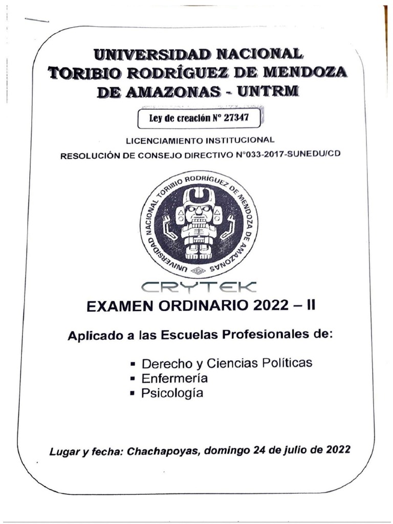 UNTRM 2022-II - Ordinario 2 | PDF