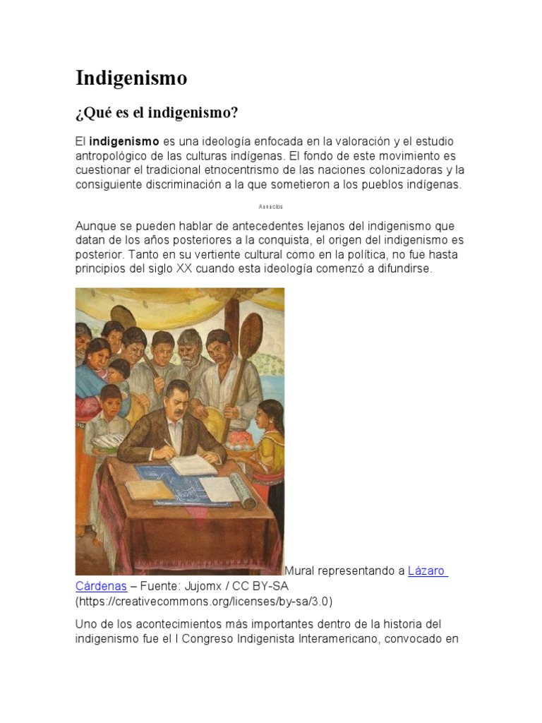Orígenes y características del indigenismo | PDF