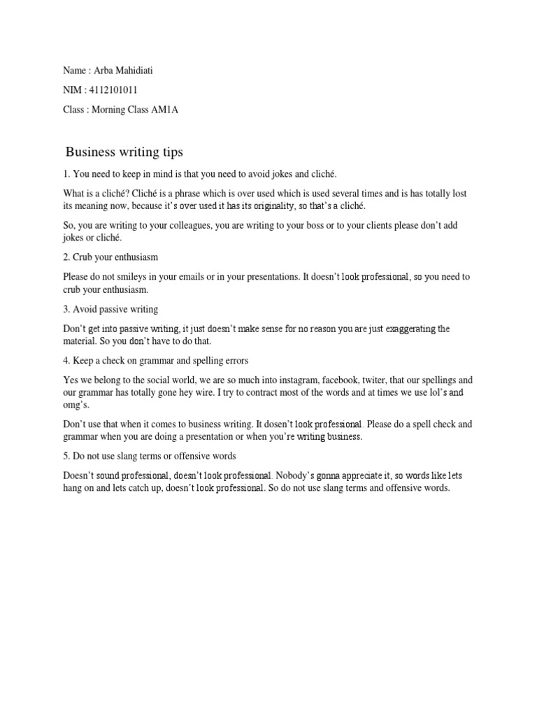 Business Writing Tips | PDF