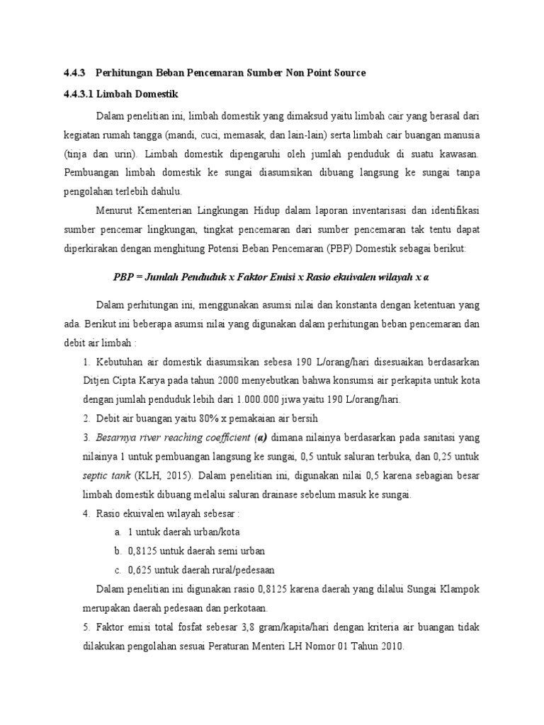 PERHITUNGAN Beban Pencemar Per Parameter | PDF