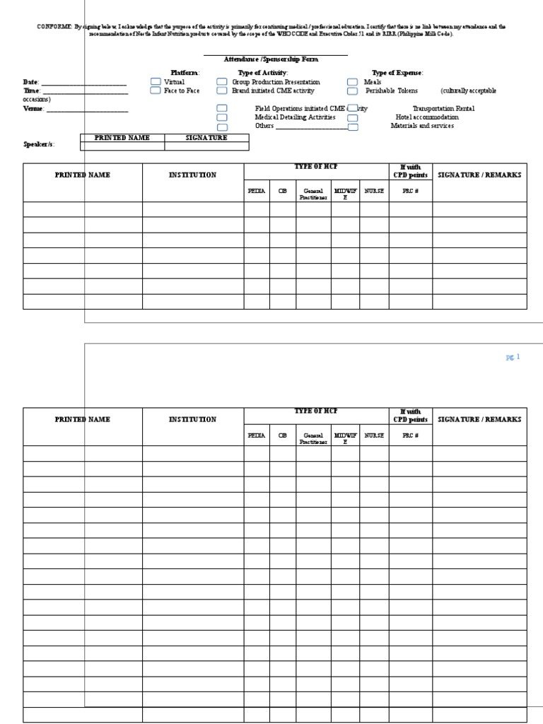 2023 Sponsorship - Attendance Sheet | PDF | Nutrition | Diet & Nutrition