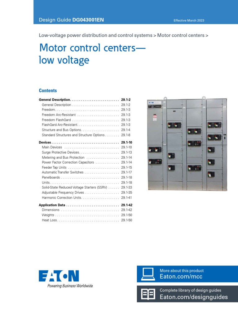Eaton Low Voltage MCC Design Guide Dg043001en 1 | PDF | Door ...