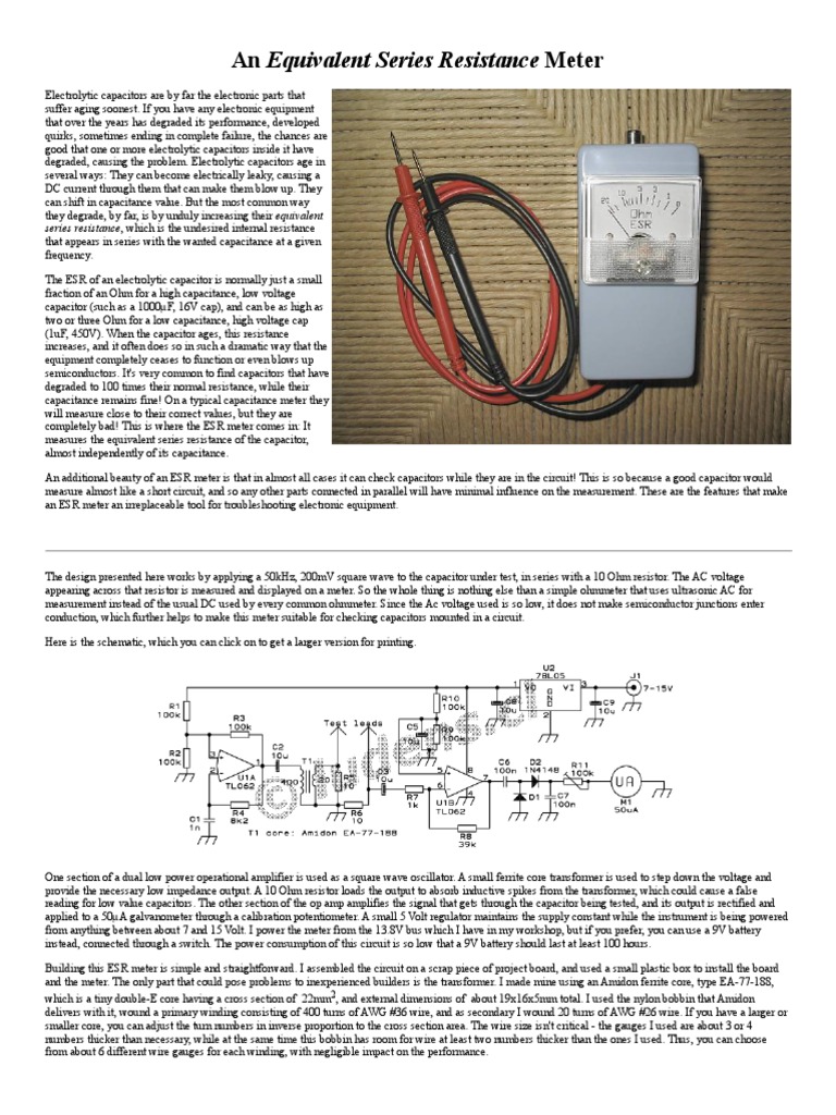 Equivalent Series Resistance Meter Circuit Diagram Resistanc