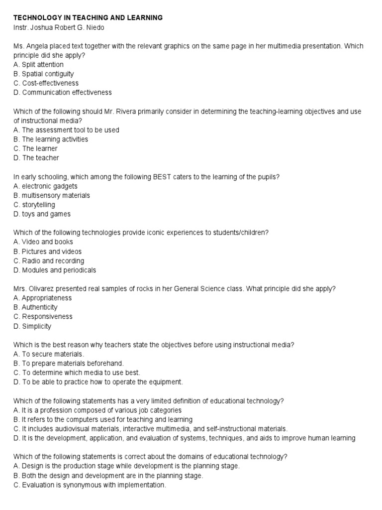 Competency 5 - Sample Questions | PDF | Educational Technology | Learning