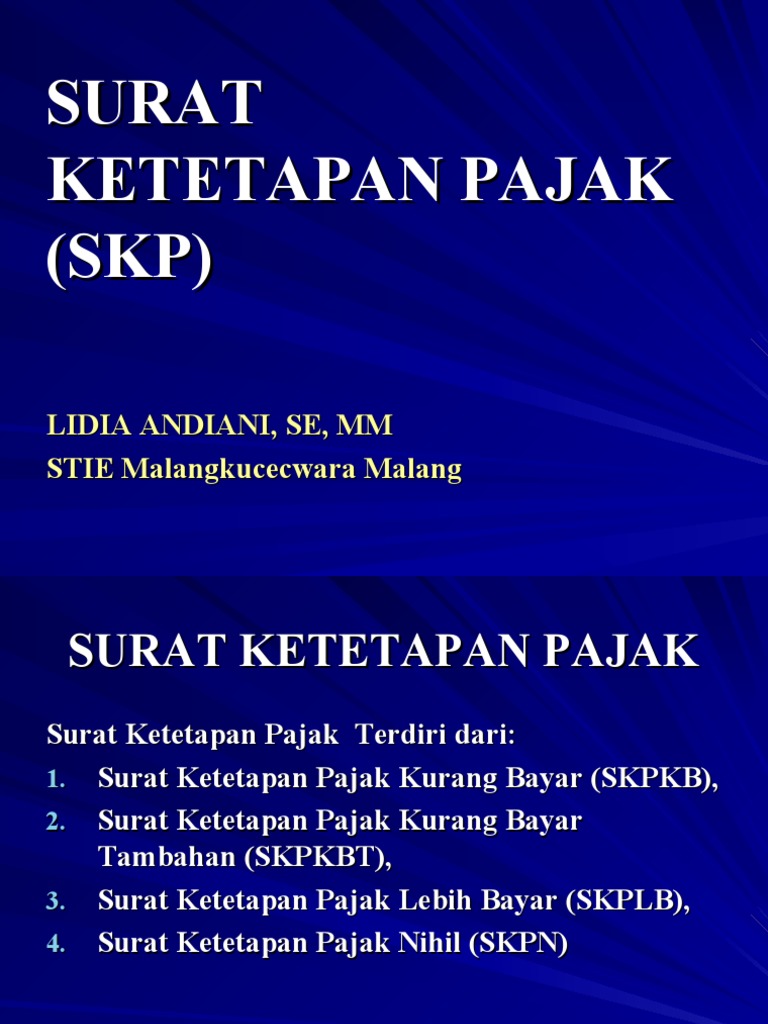 Surat Ketetapan Pajak (SKP) | PDF | Pengelolaan Keuangan & Uang | Ilmu ...